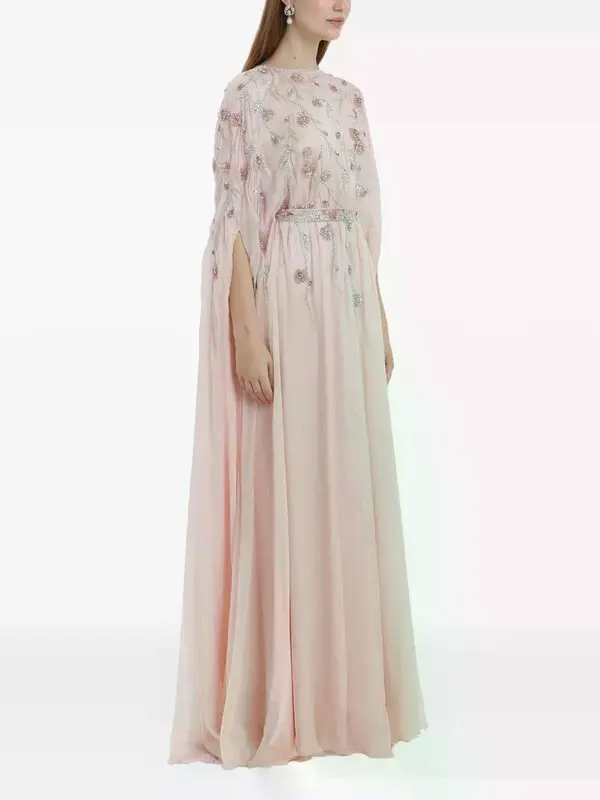 DINA MELWANI Floral Beaded Maxi Dress