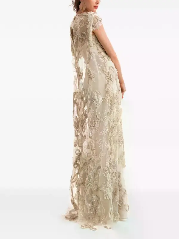 GEMY MAALOUF 3d Floral Embroidered Gown