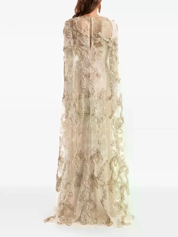 GEMY MAALOUF 3d Floral Embroidered Gown