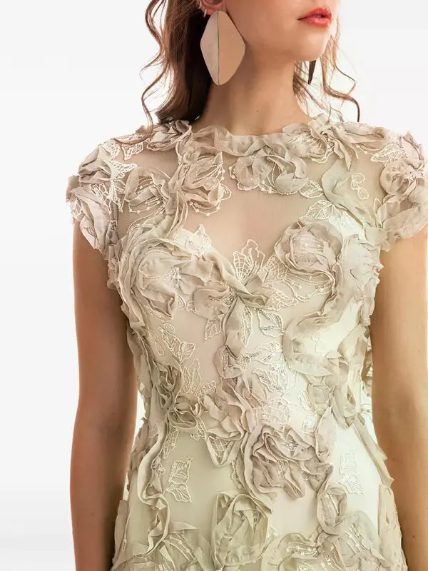 GEMY MAALOUF 3d Floral Embroidered Gown