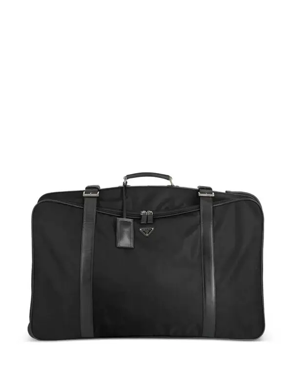 Prada Leather-trim Luggage Bag - Black
