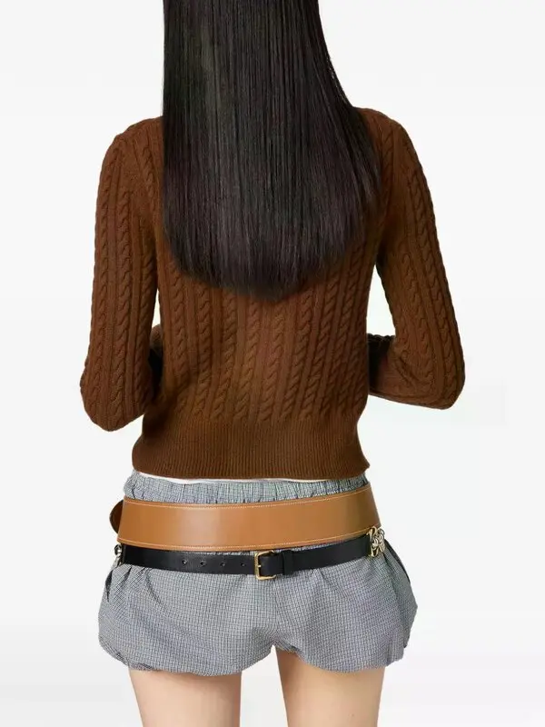 Miu Miu Cable-knit Cashmere Cardigan - Brown