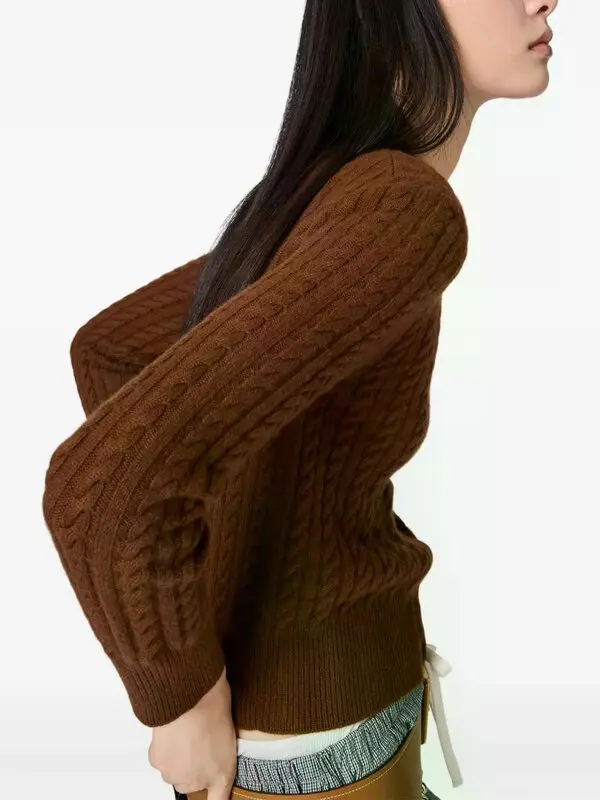 Miu Miu Cable-knit Cashmere Cardigan - Brown