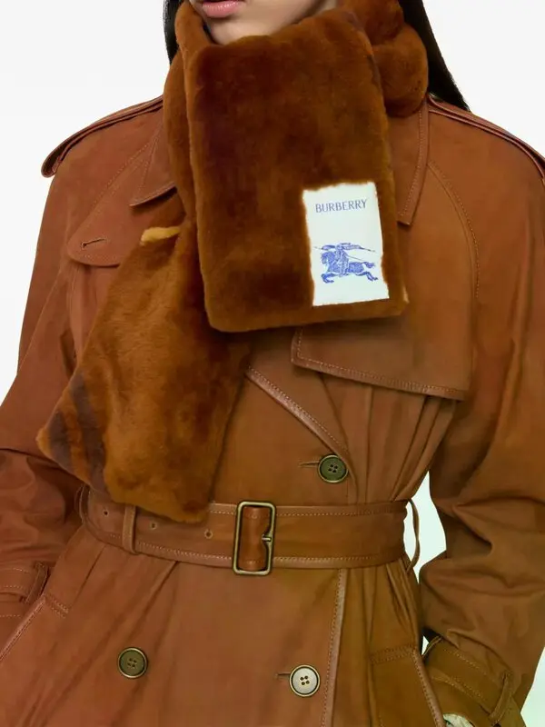 Burberry Equestrian Knight Shearling Scarf