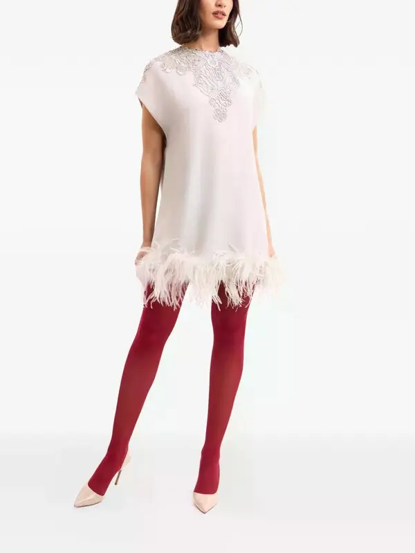 GEMY MAALOUF Embroidered Feather Mini Dress
