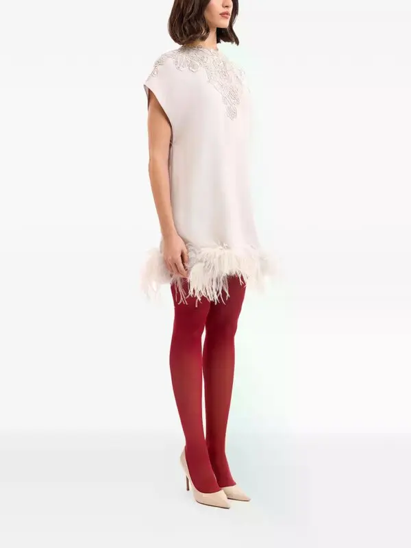 GEMY MAALOUF Embroidered Feather Mini Dress