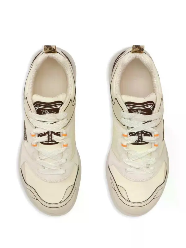 Burberry Equestrian Appliqué Sneakers - Neutrals