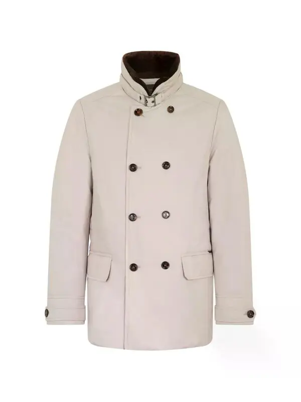 MOORER Lined Collar Double-breasted Coat