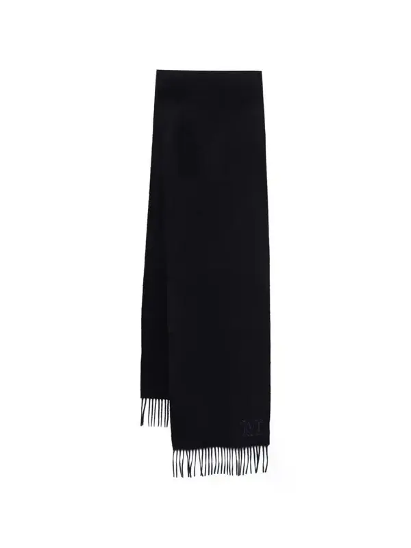 Max Mara Fringed-hem Logo-embroidered Scarf - Blue
