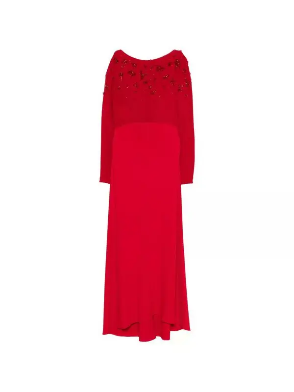 Alberta Ferretti Embellished Long-sleeve Maxi Dress - Red