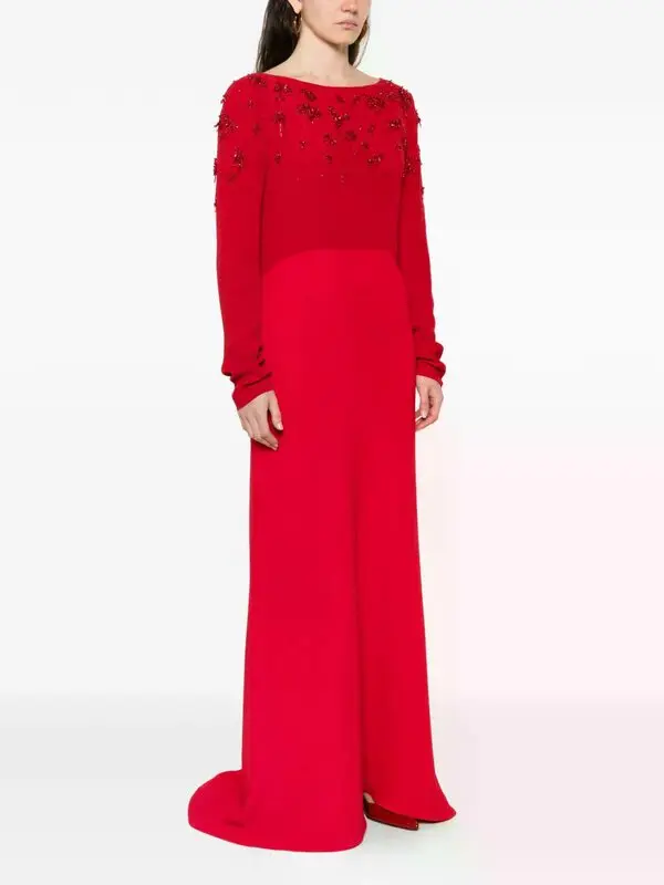 Alberta Ferretti Embellished Long-sleeve Maxi Dress
