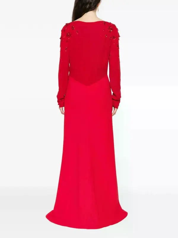 Alberta Ferretti Embellished Long-sleeve Maxi Dress