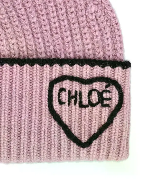 Chloé Encoeur Ribbed Beanie Hat