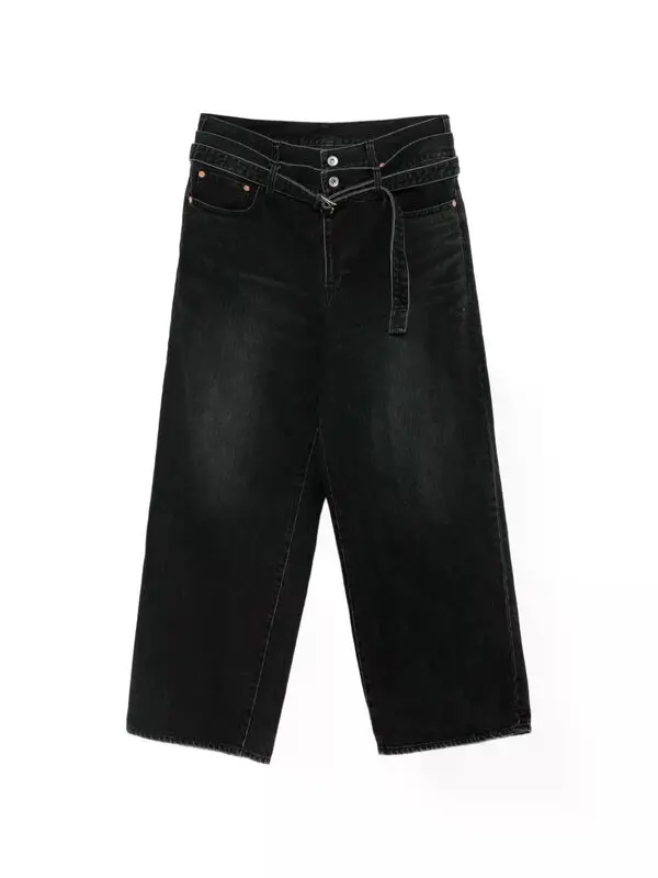 Sacai Belted High-waisted Denim - Black