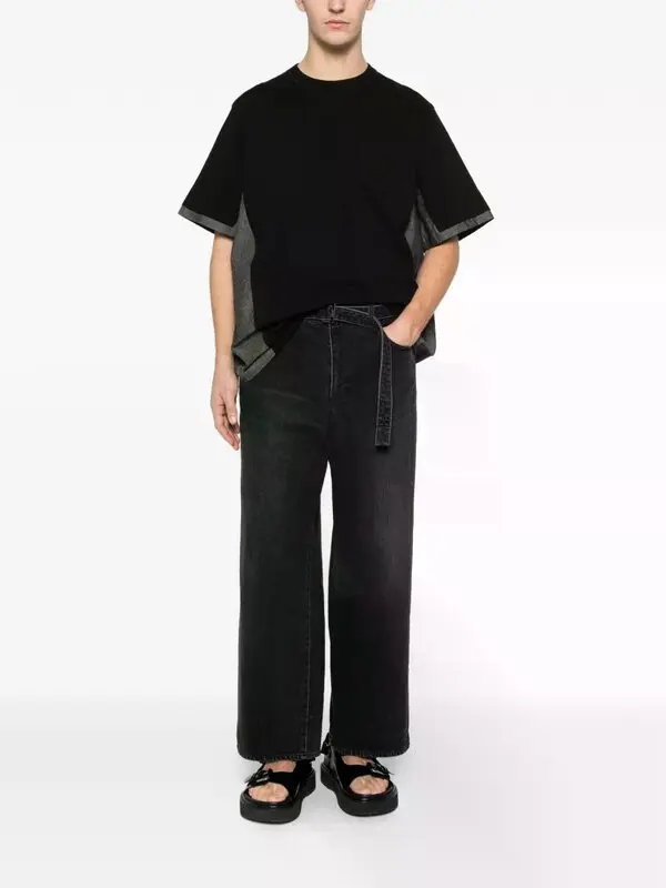 Sacai Belted High-waisted Denim