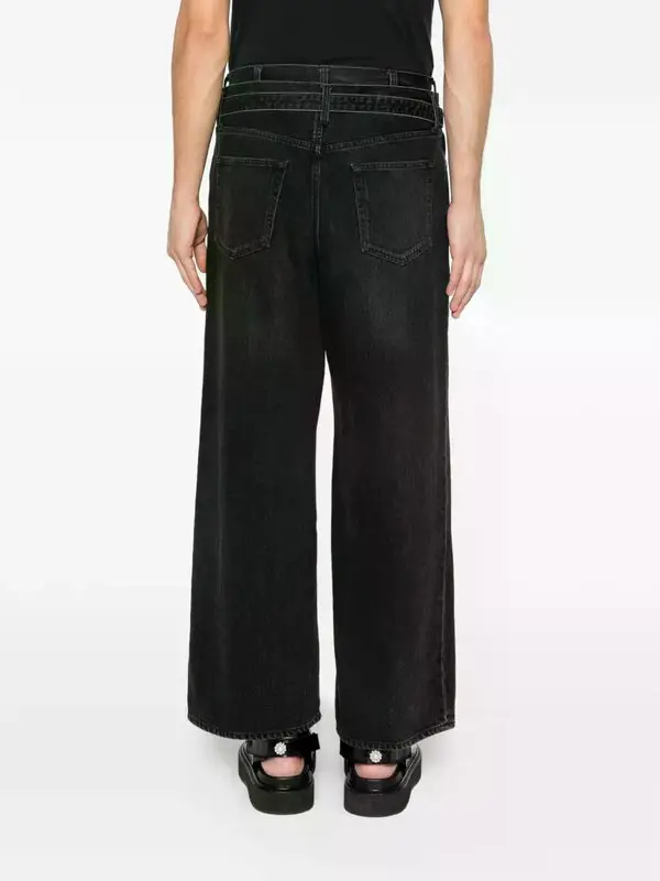Sacai Belted High-waisted Denim
