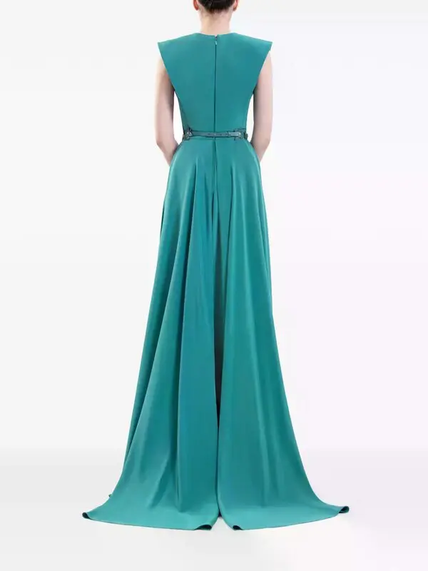 SAIID KOBEISY V-neck Sleeveless Maxi Dress With Floral Belt