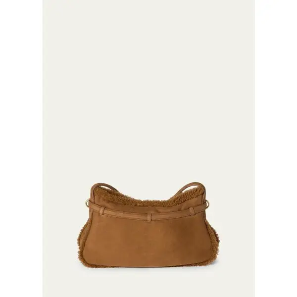 Miu Miu Aventure Belted Shearling & Suede Shoulder Bag