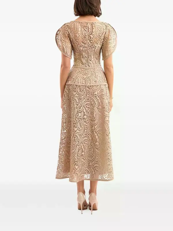 GEMY MAALOUF Flutter Sleeve Midi Dress