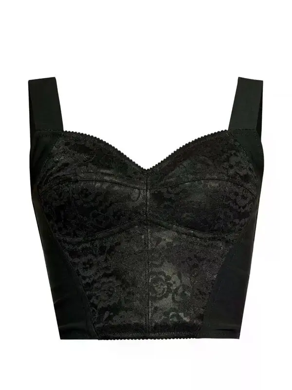 Dolce & Gabbana Lace-overlay Cropped Bustier - Black