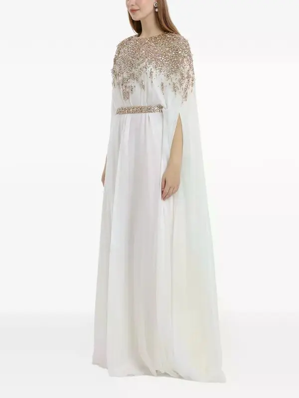 DINA MELWANI Crystal-embellished Cape-sleeve Maxi Dress