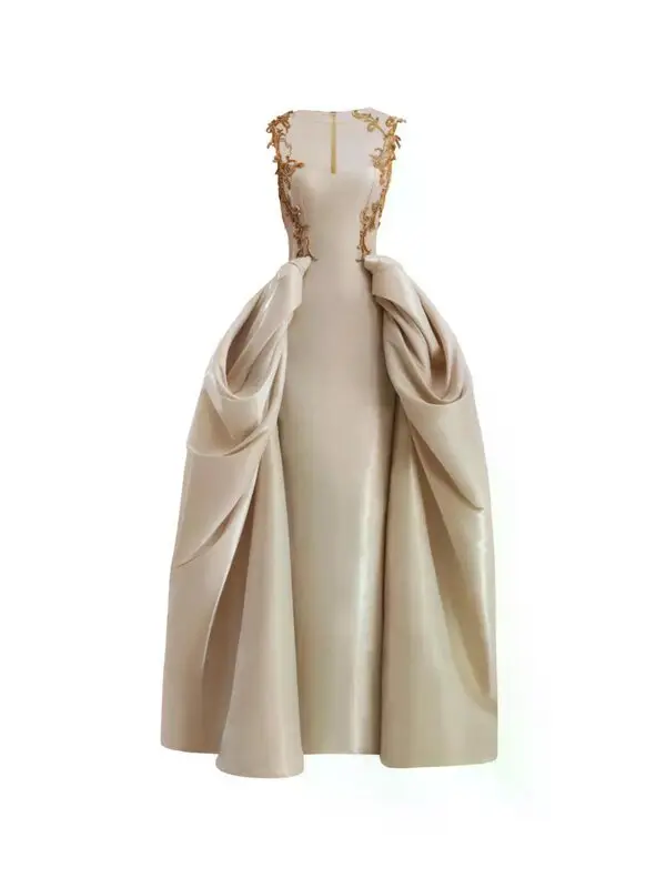 GEMY MAALOUF Beaded Structured Overskirt Dress