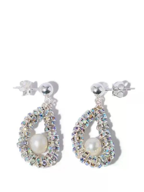 PEARL OCTOPUSS.Y Name Pearl Beaded Drop Earrings - Silver