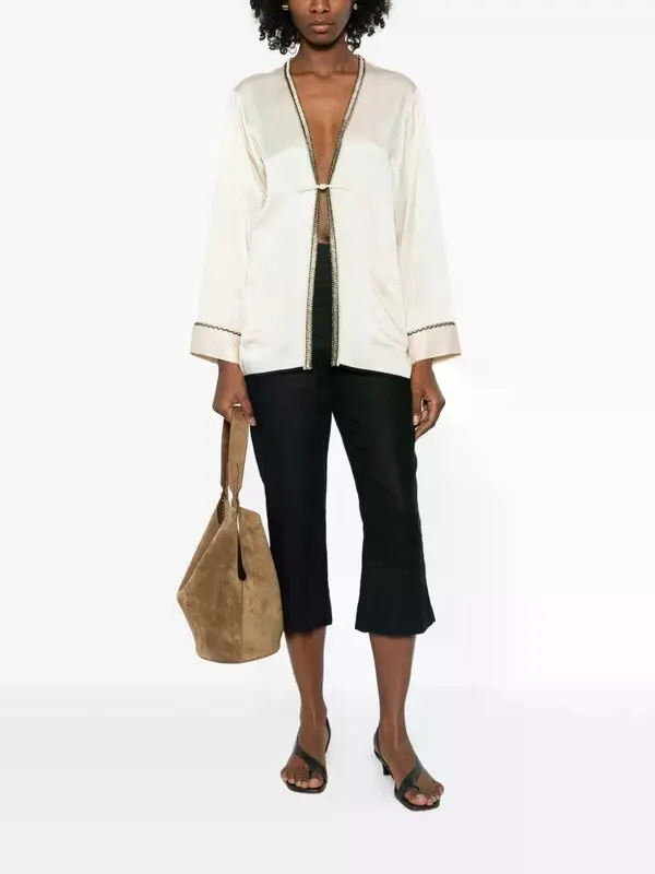 FORTE_FORTE Patch-pockets Trimmed-detail Jacket - Neutrals