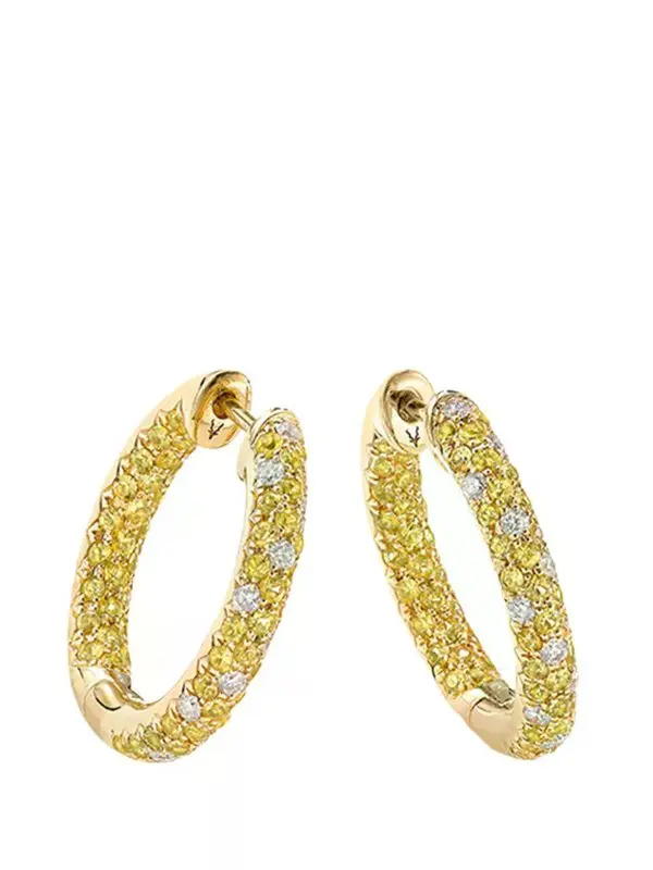 Robinson Pelham 18k Gold Sapphire And Diamond Hoop Earrings - Yellow
