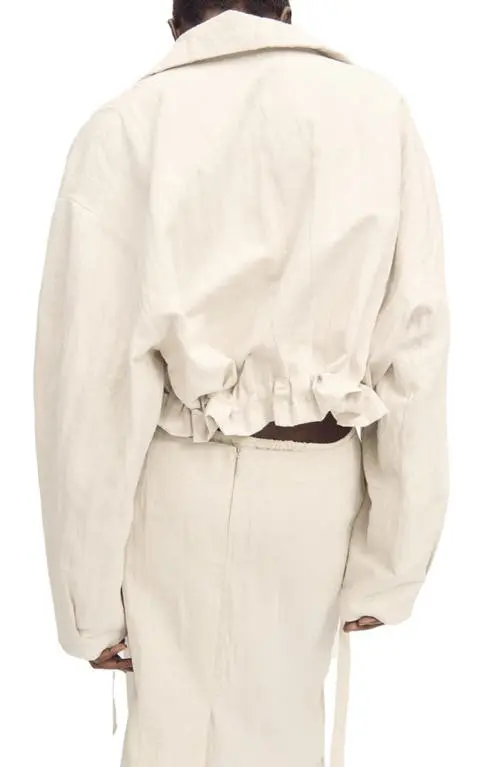 Mango Oversize Crop Cotton & Linen Jacket