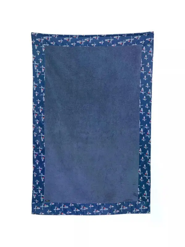 Kiton Logo Print Beach Towel - Blue