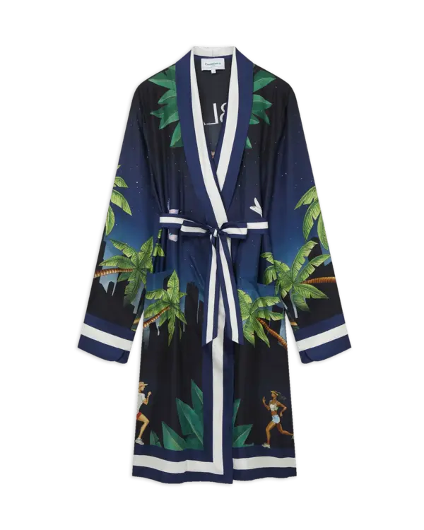 Casablanca Athletic Club Silk Robe - Multicolor