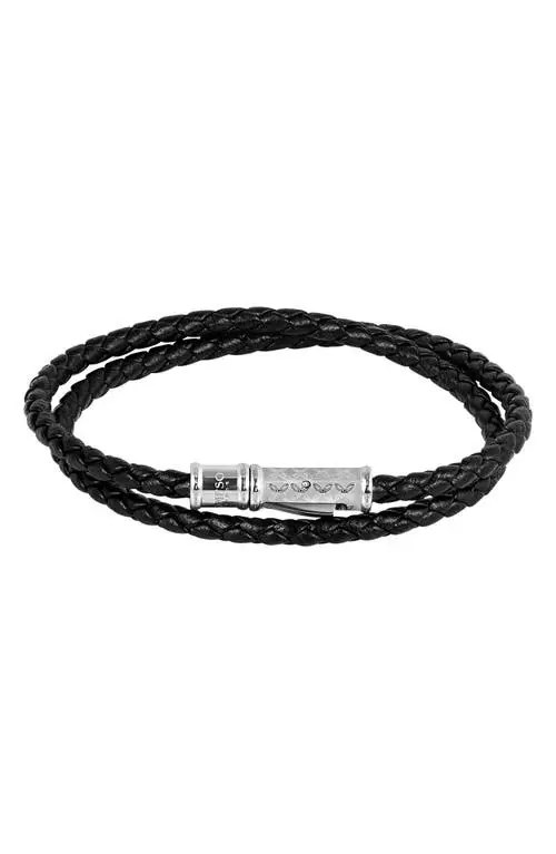 THOMPSON OF LONDON Leather Double Wrap Bracelet - Black
