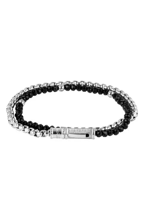 THOMPSON OF LONDON Agate Double Wrap Bracelet - Black