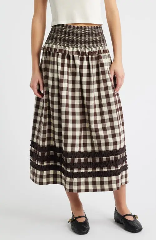 DAMSON MADDER Ava Ruffle Trim Midi Skirt - Butter