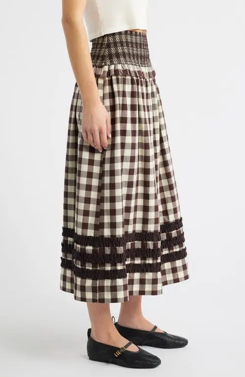 DAMSON MADDER Ava Ruffle Trim Midi Skirt - Butter