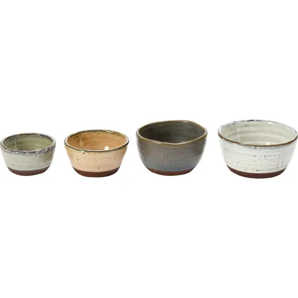 STORIED HOME Stoneware Bowls With Reactive Glaze Finish - Grey