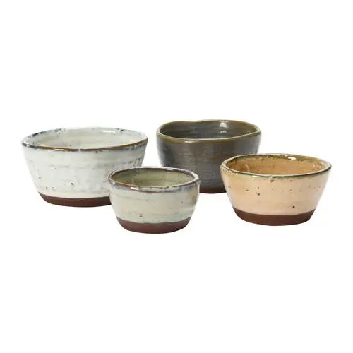 STORIED HOME Stoneware Bowls With Reactive Glaze Finish