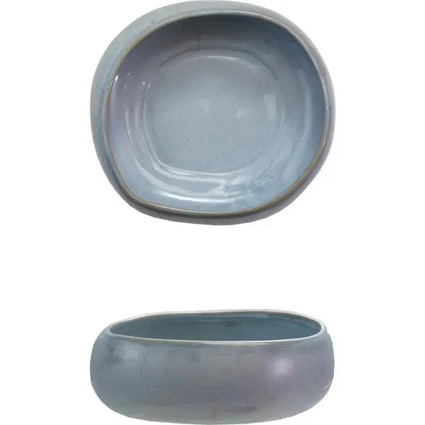 STORIED HOME Organic Shaped Stoneware Bowl With Reactive Glaze