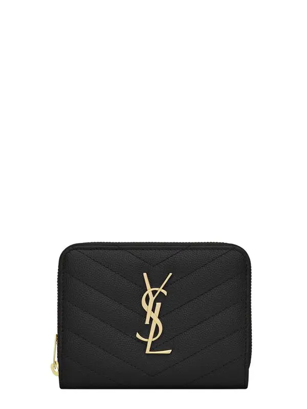 Saint Laurent Cassandre Matelassé" Leather Wallet - Black