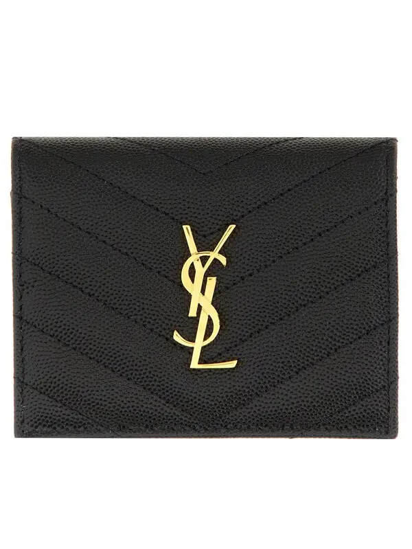 Saint Laurent Cassandre Matelassé Flap Card Holder - Black