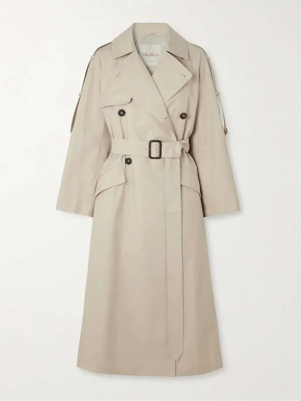Max Mara Delfino Double-breasted Belted Cotton-blend Twill Trench Coat - Sand