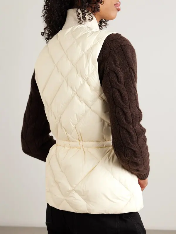 Burberry Appliquéd Leather-trimmed Padded Quilted Shell Down Vest - Neutrals