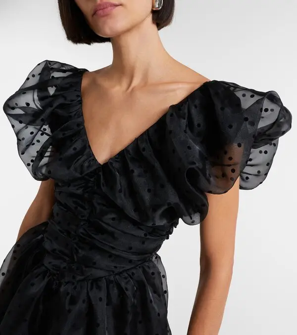 GANNI Polka-dot Organza Midi Dress