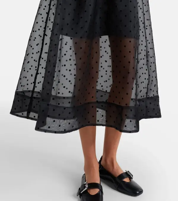 GANNI Polka-dot Organza Midi Dress