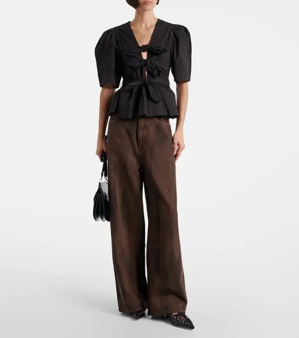 GANNI High-rise Wide-leg Jeans - Brown