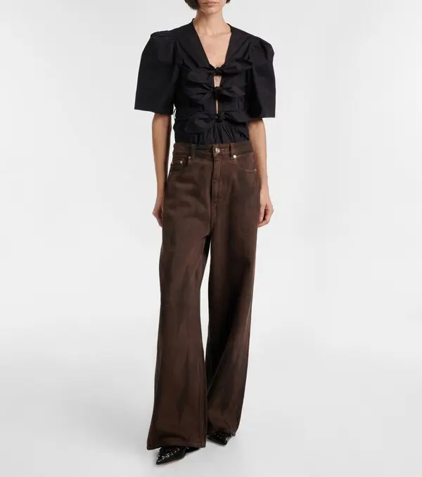 GANNI High-rise Wide-leg Jeans - Brown