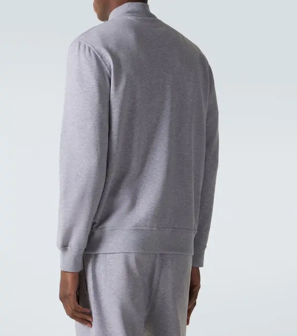 Brunello Cucinelli Cotton-blend Jersey Zip-up Sweater - Grey