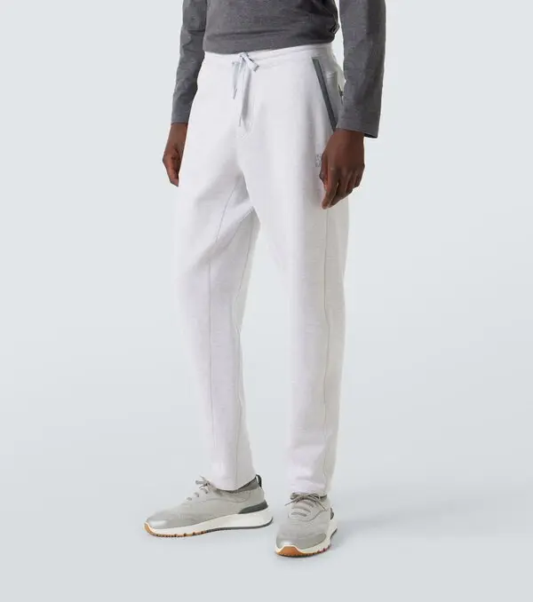 Brunello Cucinelli Cotton-blend Jersey Sweatpants - Grey