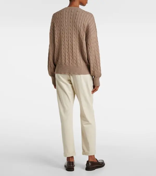 Brunello Cucinelli Cotton-blend Cable Knit Sweater - Brown